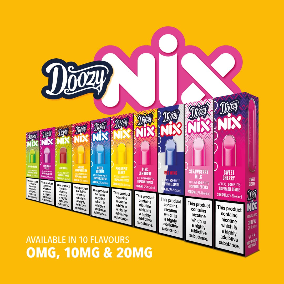 Doozy Nix Disposable Vape Pod Premium Bar Nicotine Salt 20mg 600 Puffs ...